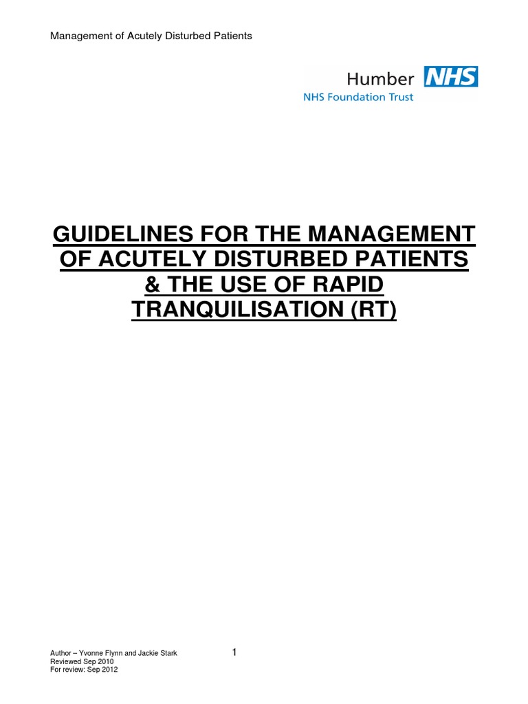 Rapid Tranquilisation Guidelines | PDF | Antipsychotic | Psychiatry