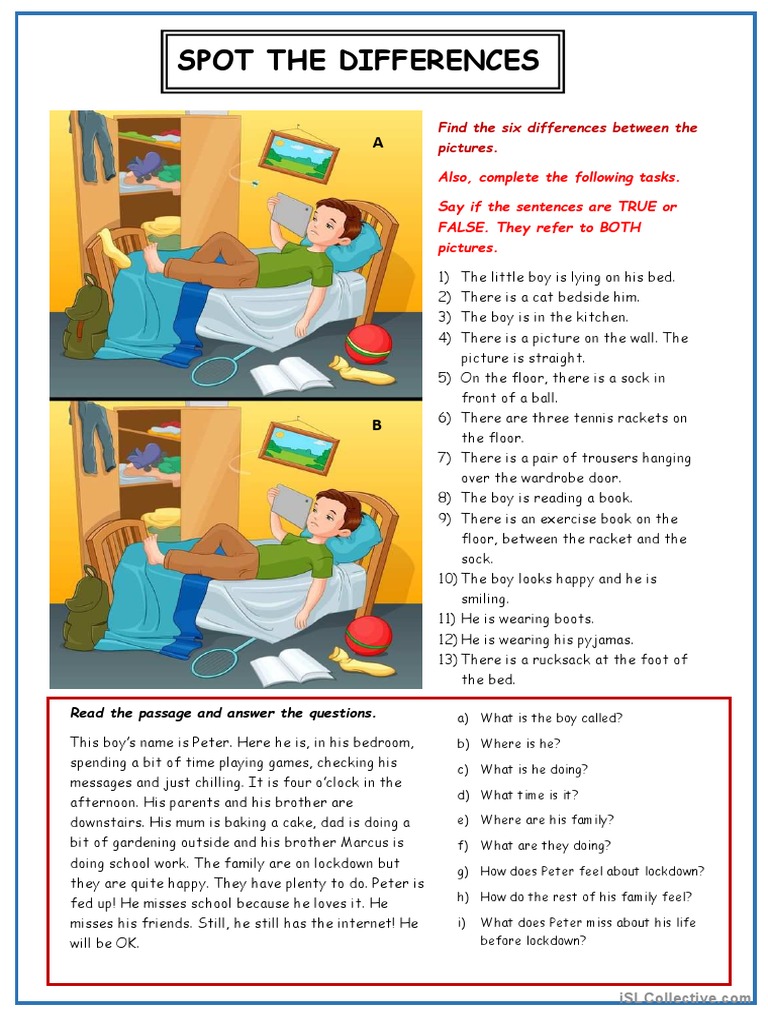 Spot the Difference Exercise Answers | PDF