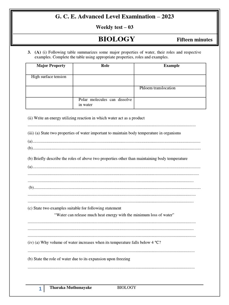 Weekly Test 03 - Unit 2 | PDF