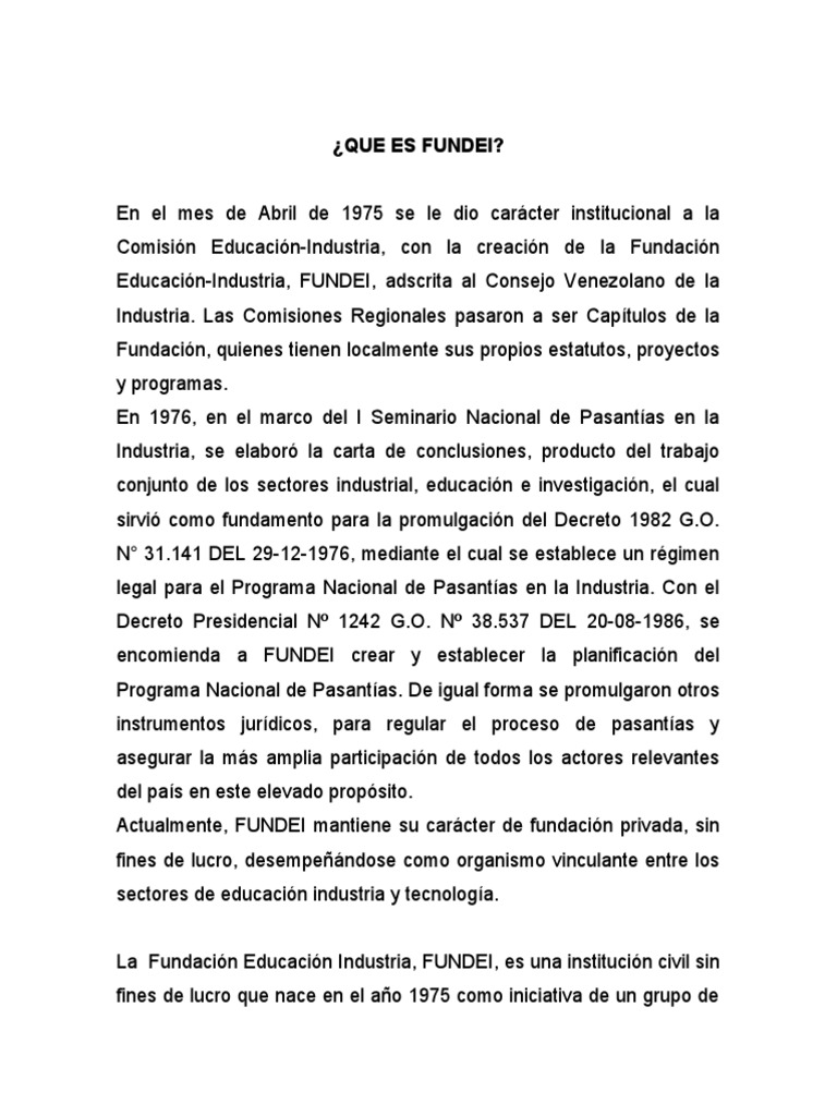 Que Es Fundei | PDF | Fundación (sin fines de lucro) | Business