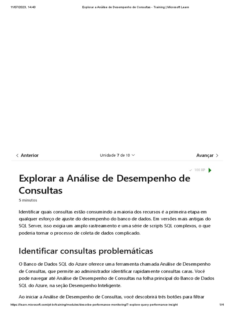 Explorar A Análise de Desempenho de Consultas - Training - Microsoft ... Explorar A Análise de Desempenho de Consultas - Training - Microsoft ...