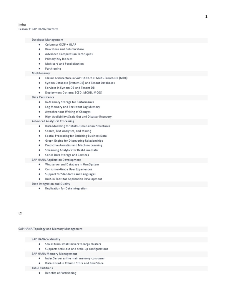 SAP Hana Exam Content | PDF | Cloud Computing | Databases