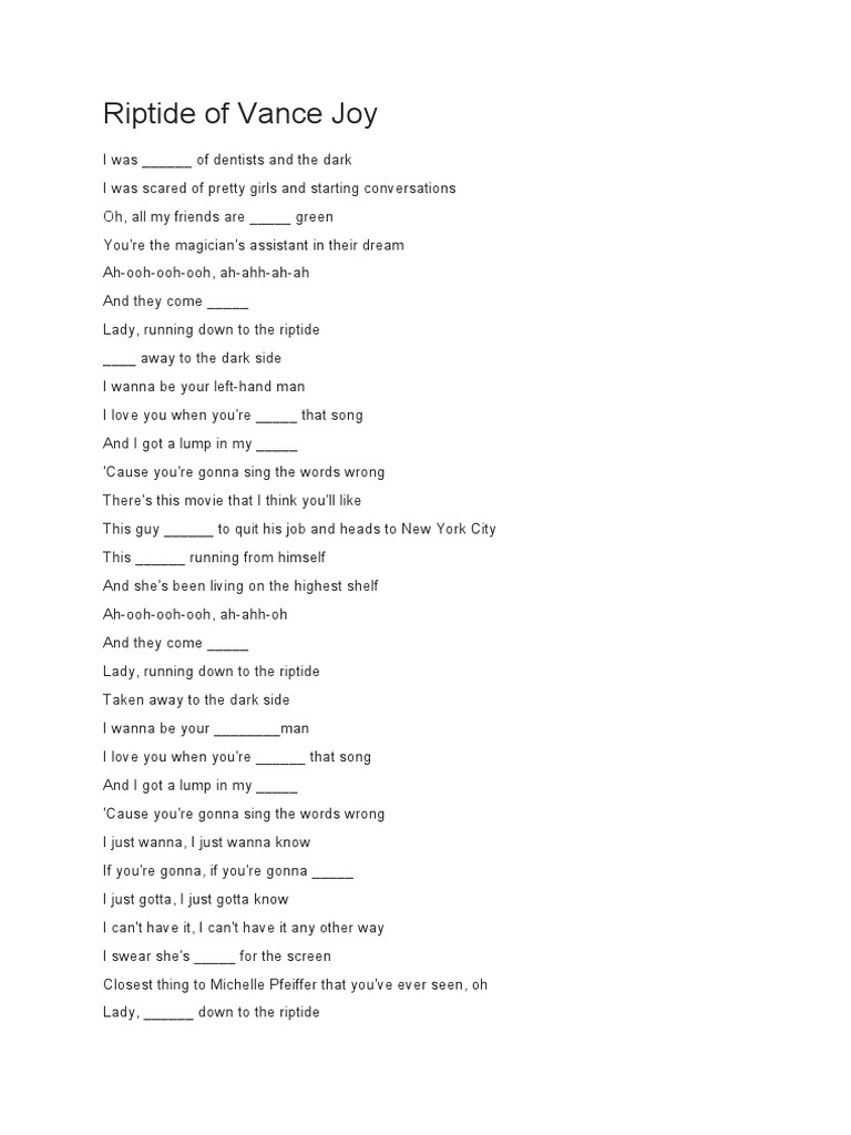 Riptide of Vance Joy | PDF