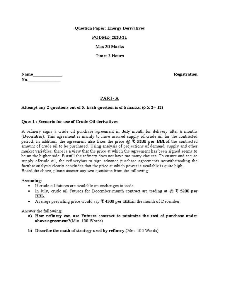 Question Paper Derivatives 2 | PDF | Futures Contract | Hedge (Finance)