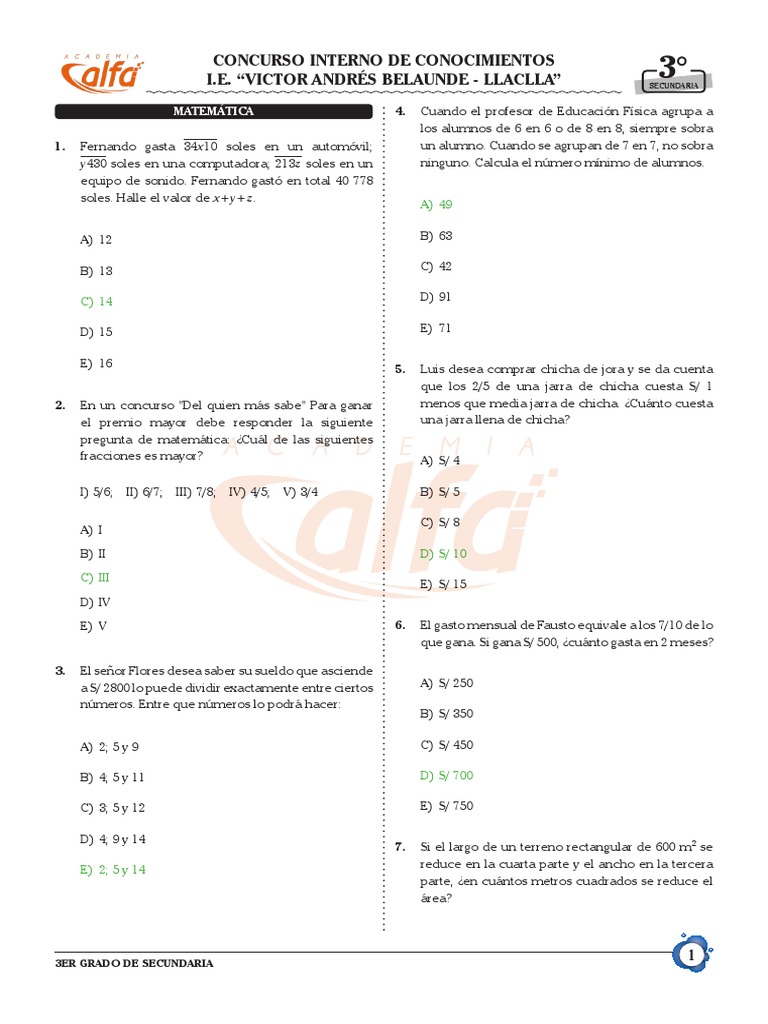 3ro de Secundaria Claves | PDF