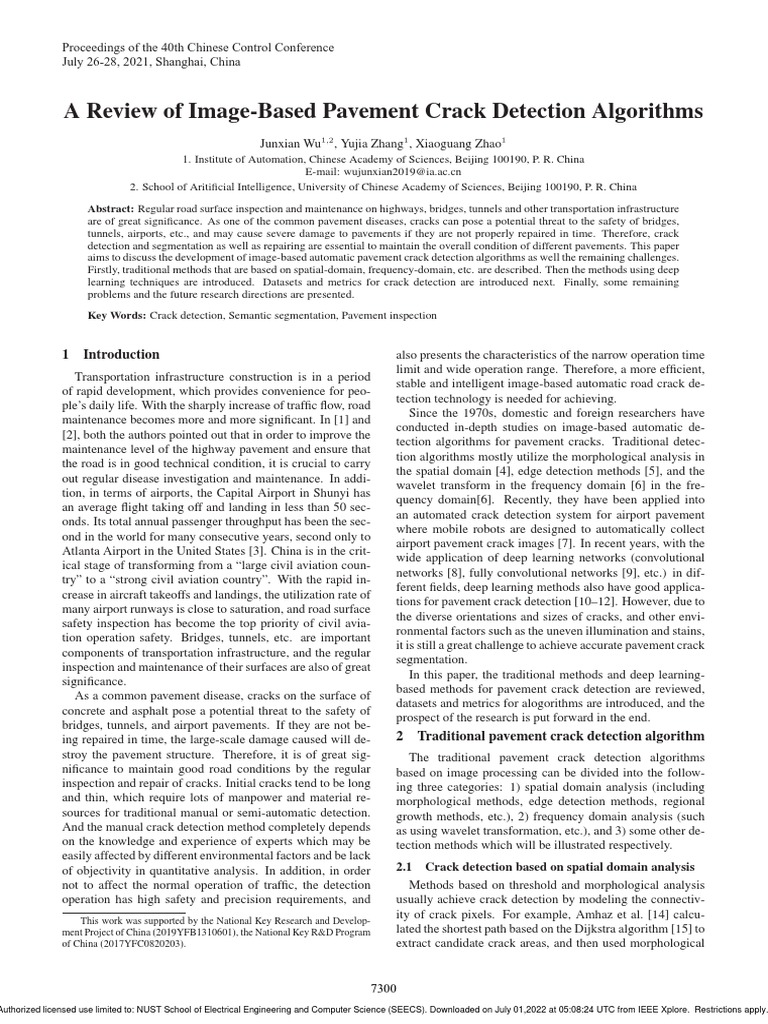 2021 A Review Of Image Based Pavement Crack Detection Algorithms Pdf Image Segmentation
