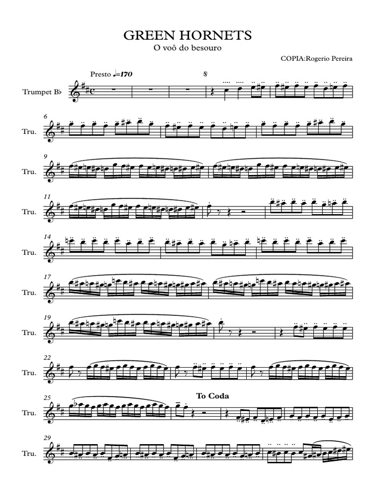 GREEN HORNETS - Partitura Completa | PDF