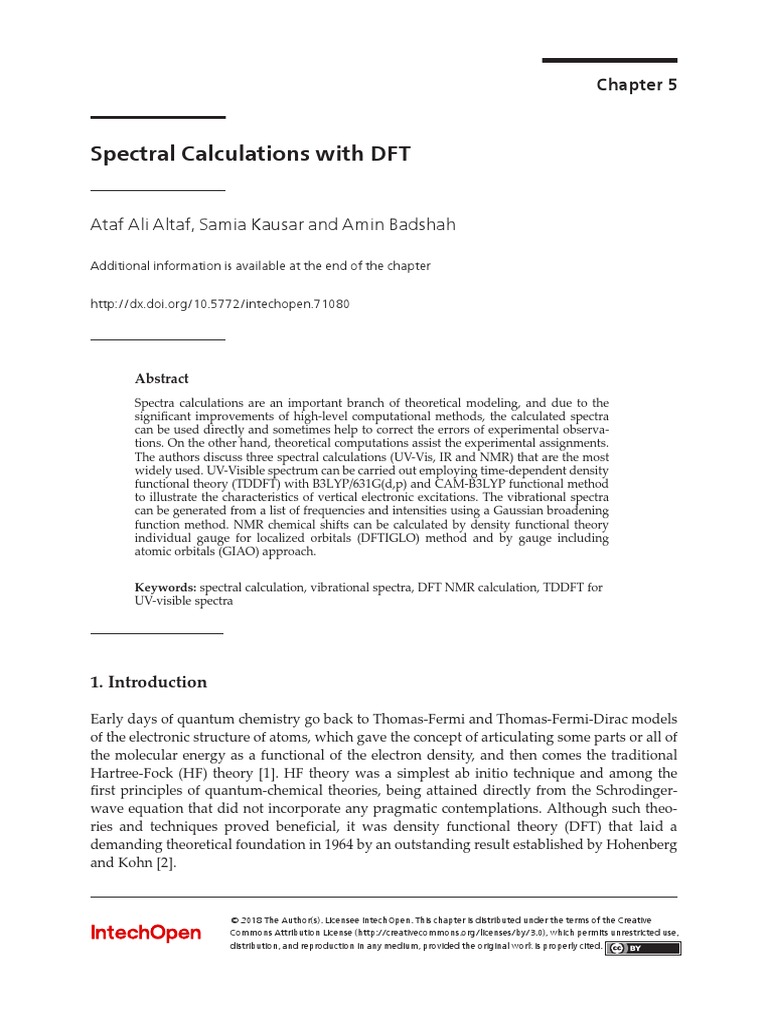 Spectral Calculations With DFT | PDF | Density Functional Theory | Spectroscopy