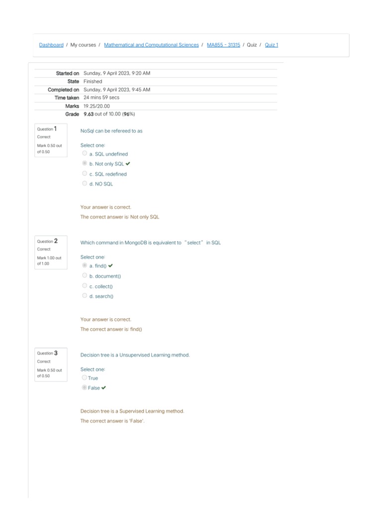 Quiz 1 - Attempt Review | PDF | Replication (Computing) | Mongo Db Quiz 1 - Attempt Review | PDF | Replication (Computing) | Mongo Db