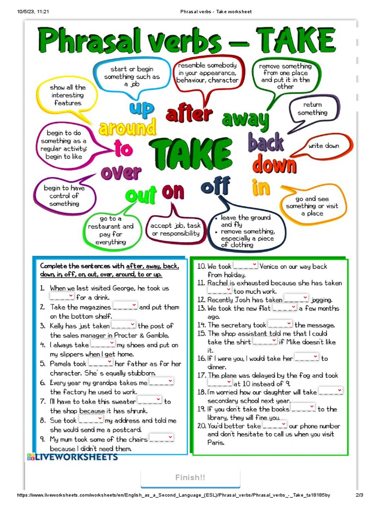 Phrasal Verbs - Take Worksheet | PDF