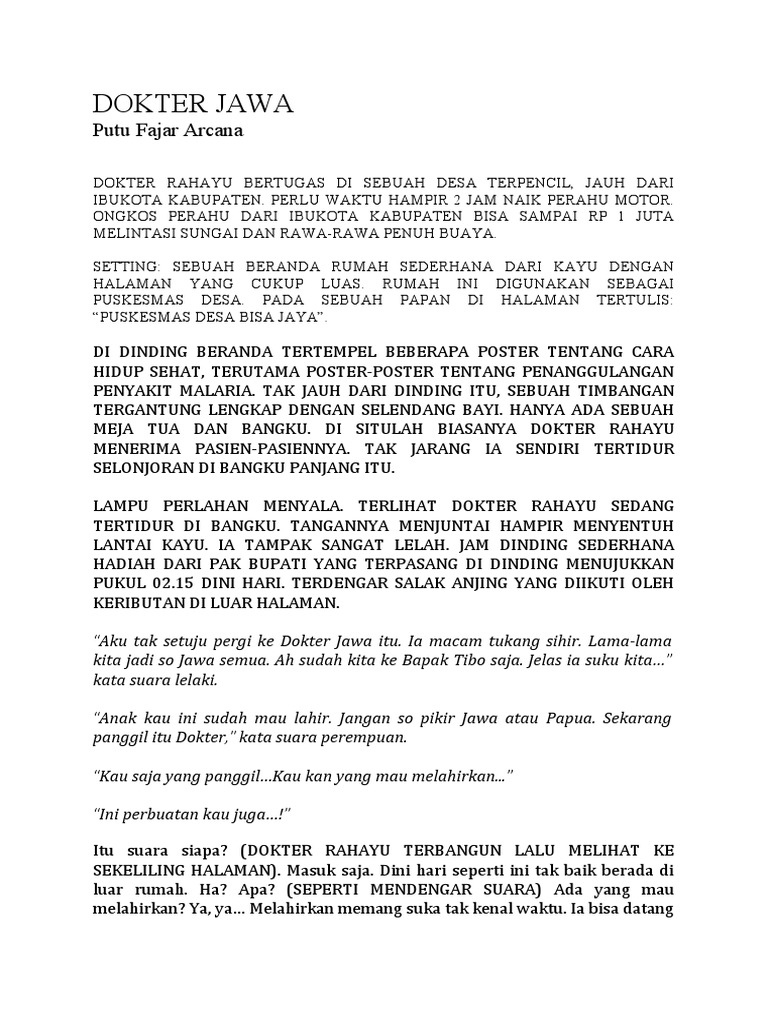 Naskah Monolog DOKTER JAWA - PUTU FAJAR ARCANA | PDF