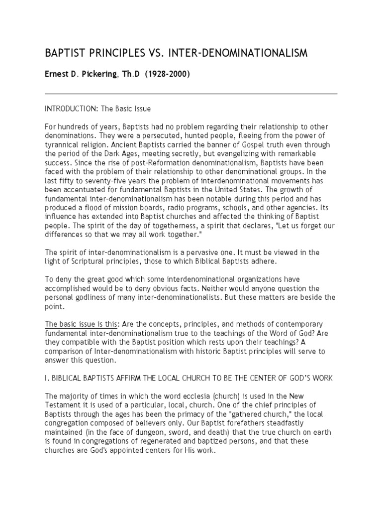 Baptist Principles | PDF | Christian Church | Baptists
