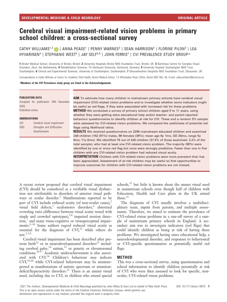 2 Cerebral Visual Impairment-Related Vision Problems | PDF | Visual Impairment | Stroke