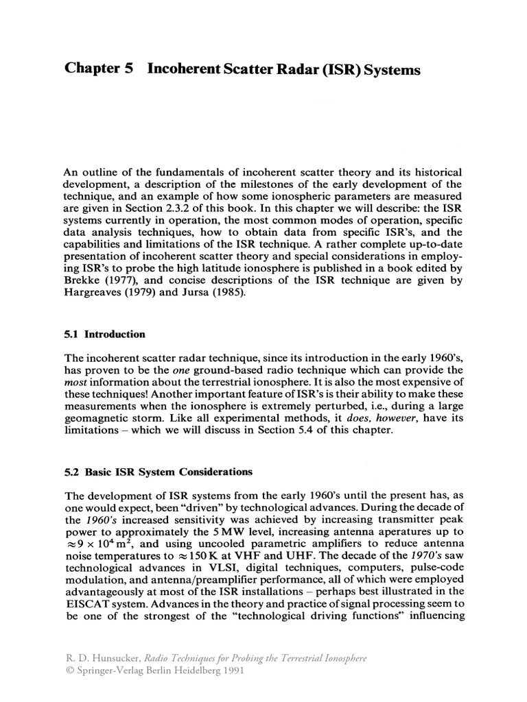 ISR Incoherent Scatter Radar 978-3-642-76257-4 - 5 | PDF | Radar | Ionosphere