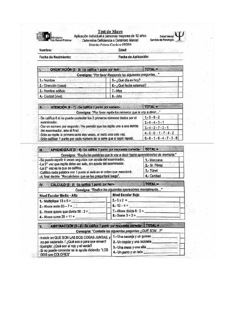Test de Mayo | PDF