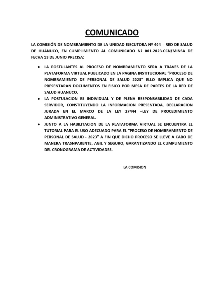 Comunicado 2 | PDF