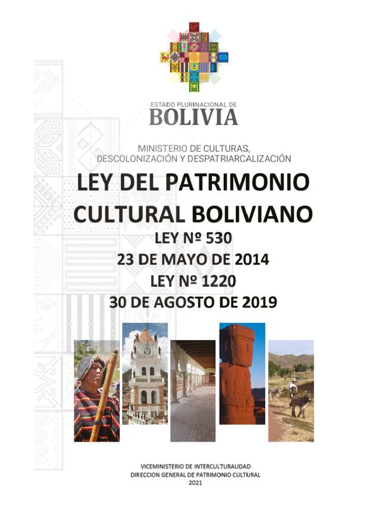2019 - Ley 530 - 1220 de Patrimonio Cultural | PDF | Patrimonio cultural | Bolivia