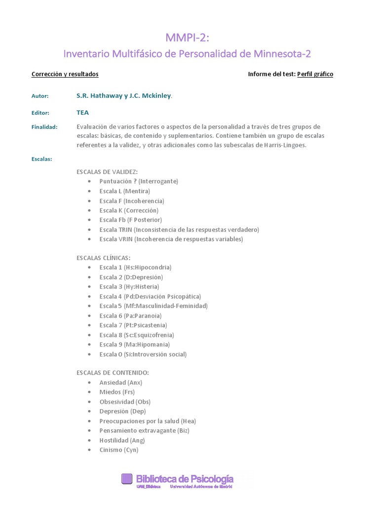 MMPI-2 | PDF | Validez (Estadísticas) | Salud mental