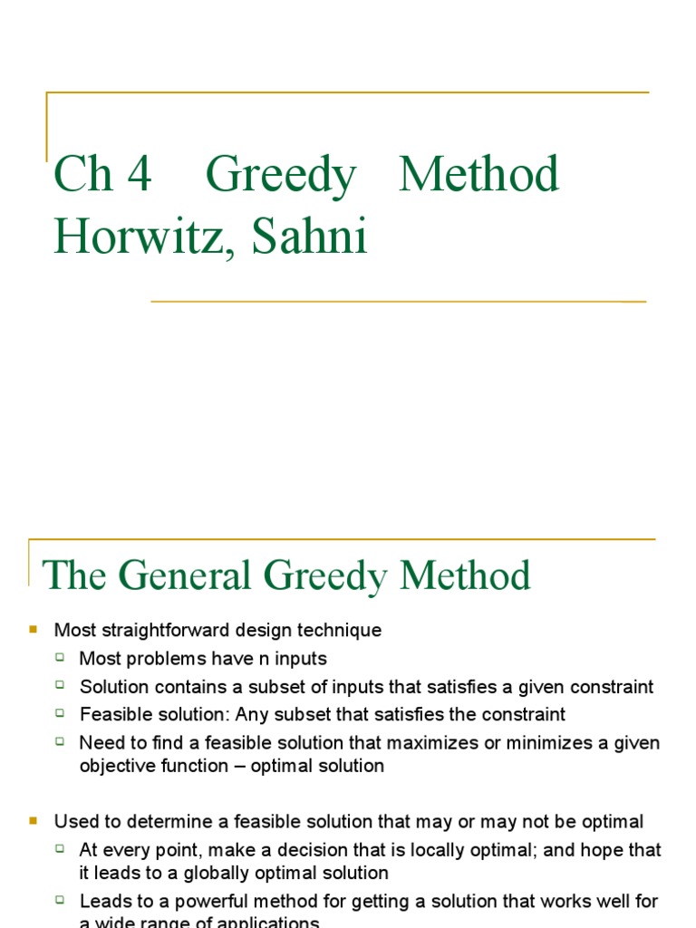 Chap 4 Greedy Method Pdf Mathematical Optimization Applied Mathematics 