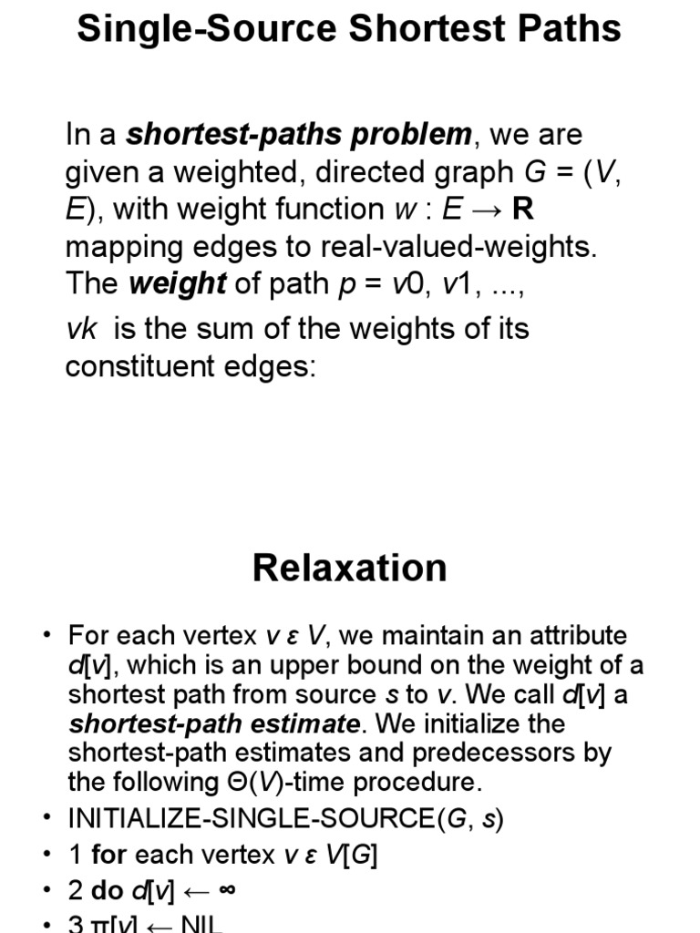 Single Source Shortest Paths | PDF | Graph Theory | Theoretical ...