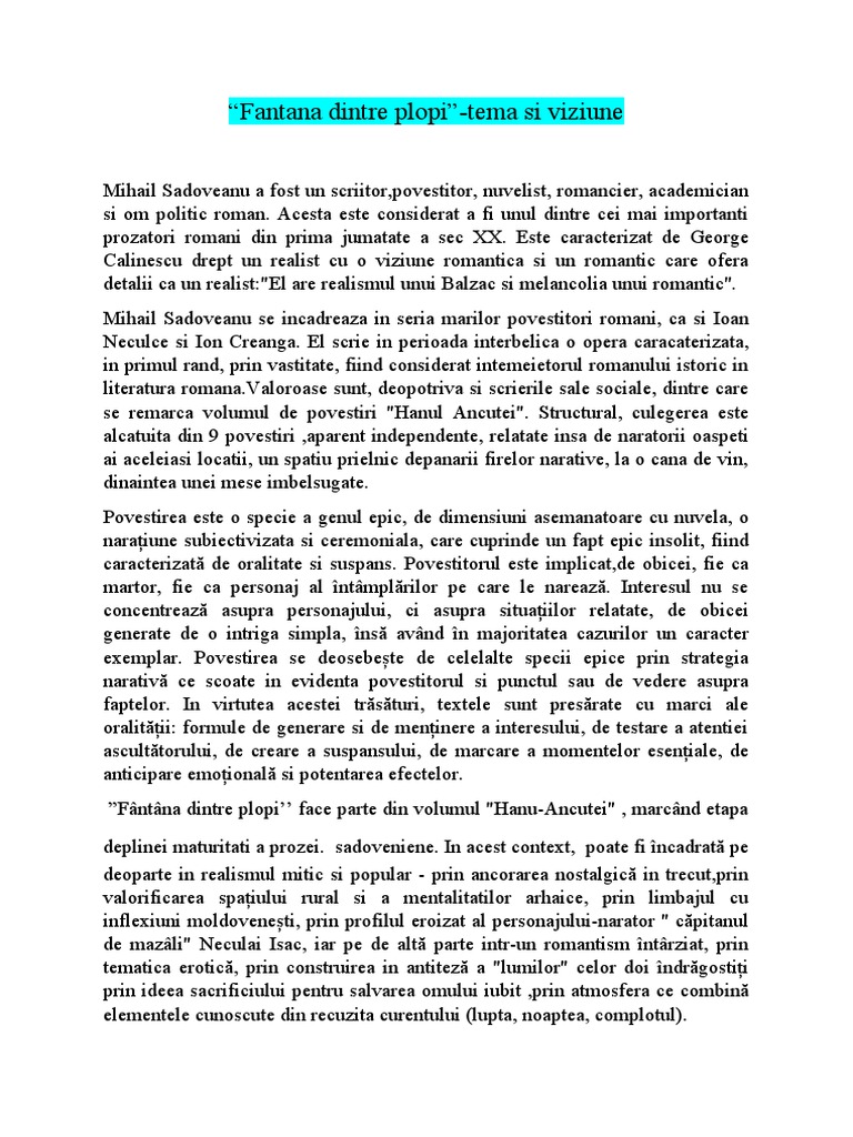 Fantana dintre plopi | PDF