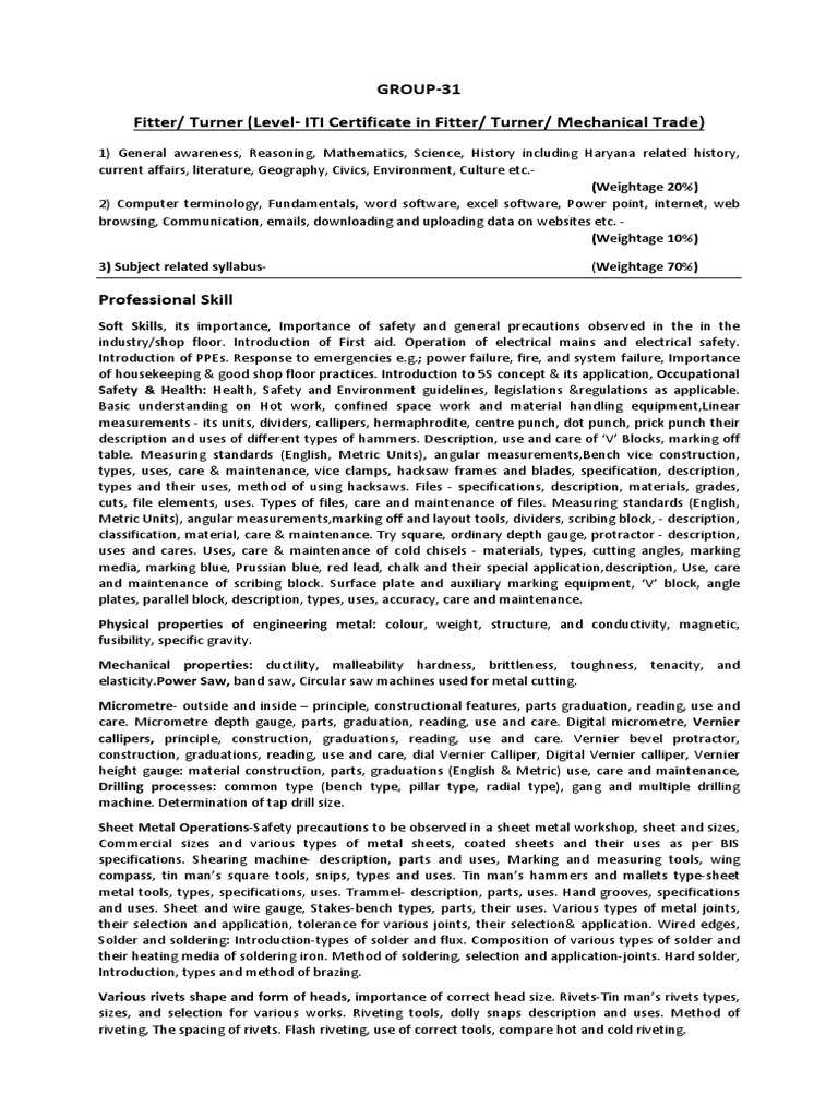 GROUP-31 Fitter, Turner & Machinist | PDF
