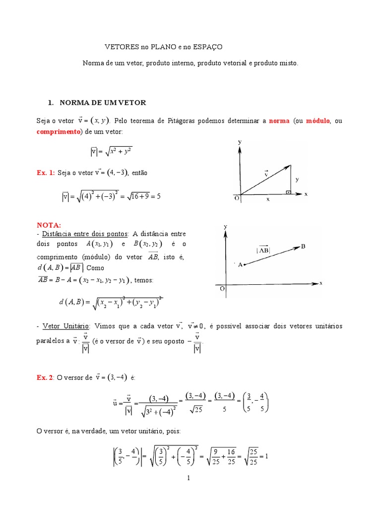 (Algebra Linear) Vetores No Plano e No Espaço Parte 3 | PDF | Vetor ...