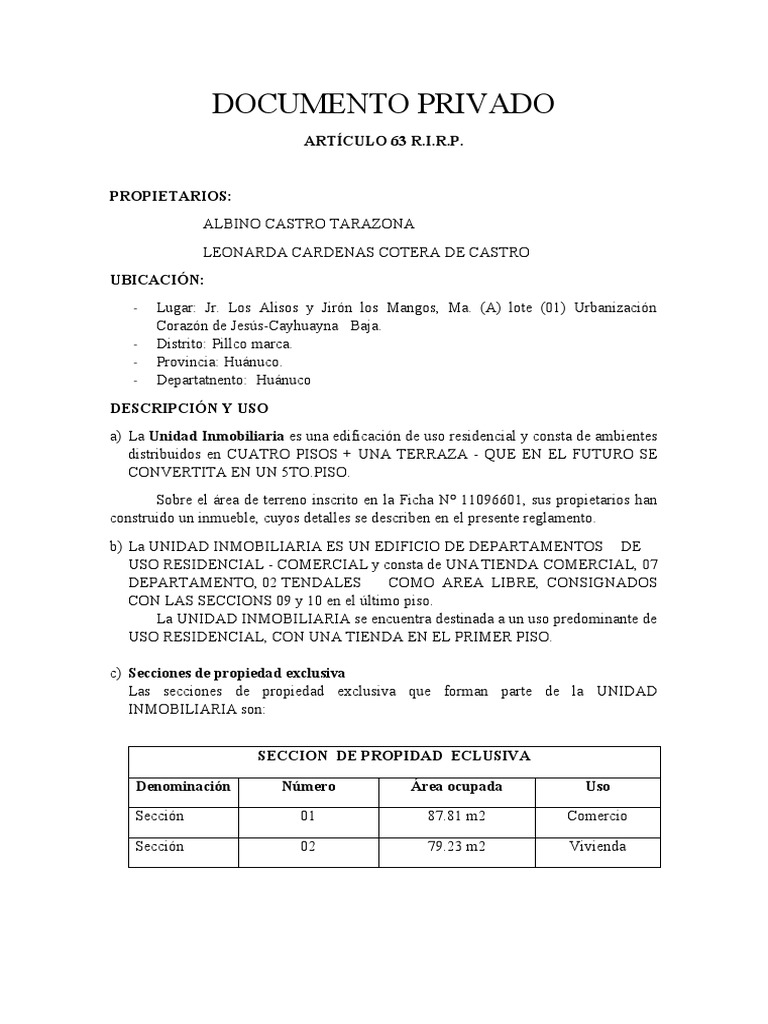 Documento Privado | PDF | Ley de Propiedad | Derecho privado