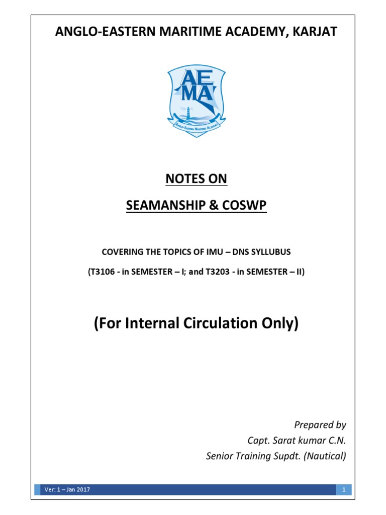 Seamanship & COSWP Notes Consolidated | PDF | Rope | Manufactured Goods