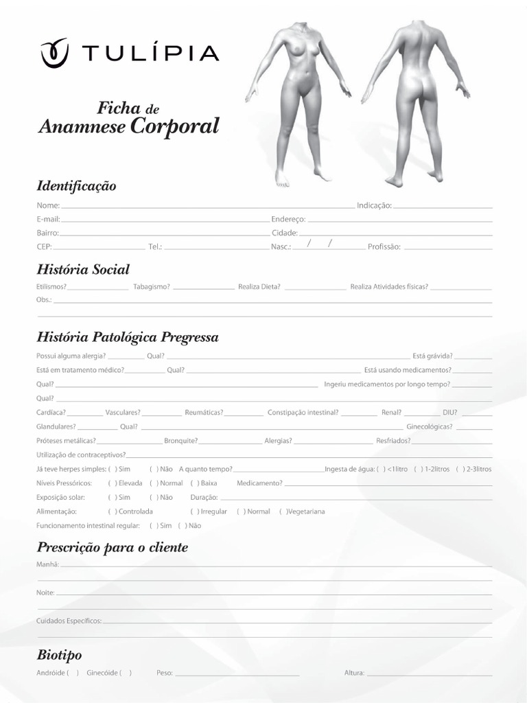 Ficha de Anamnese Corporal | PDF