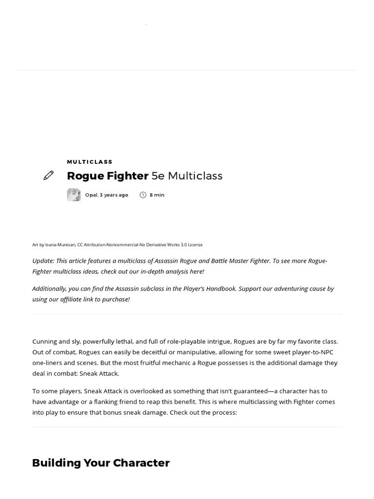 Rogue-Fighter Multiclass Guide | PDF | Role Playing Games | Dungeons ...