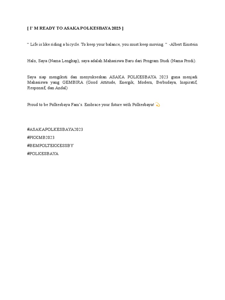 Caption Twibbon Asaka Polkesbaya 2023 | PDF