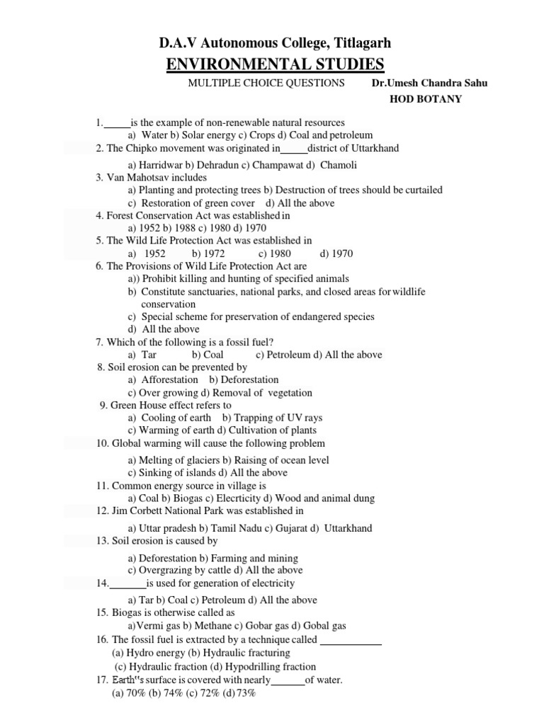 AECC EVS Question Bank | PDF