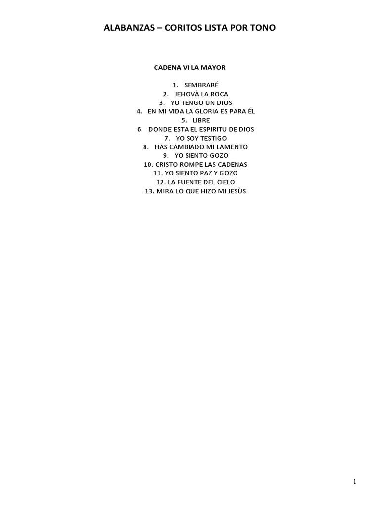 8 Alabanzas Coritos -La Mayor | PDF