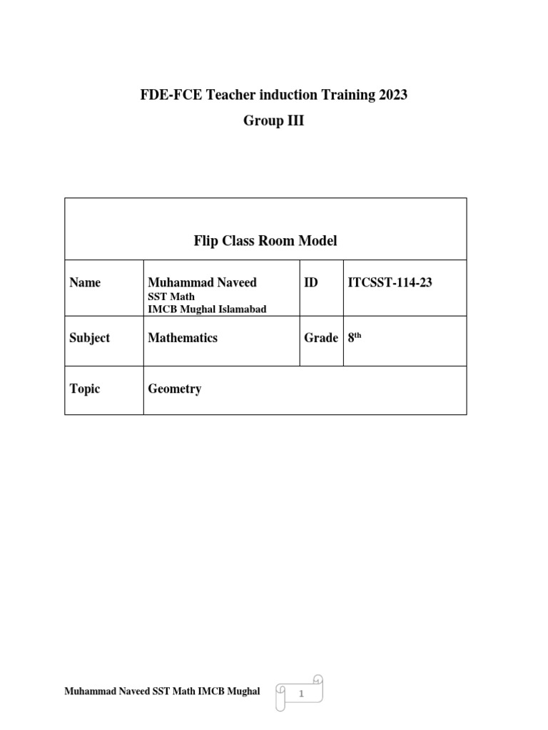 Flip Class Room Model Math | PDF | Shape | Geometry