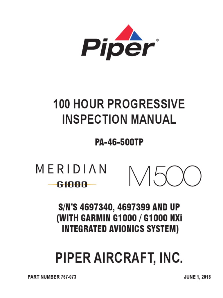 PA-46-500TP 100 Hour Inspection Manual | PDF | Federal Aviation ...