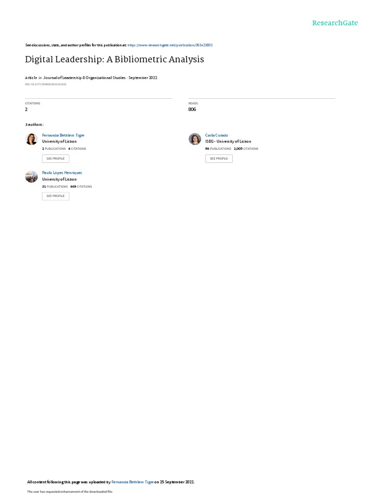 Digital Leadership A Bibliometric Analysis | Download Free PDF | Leadership | Data