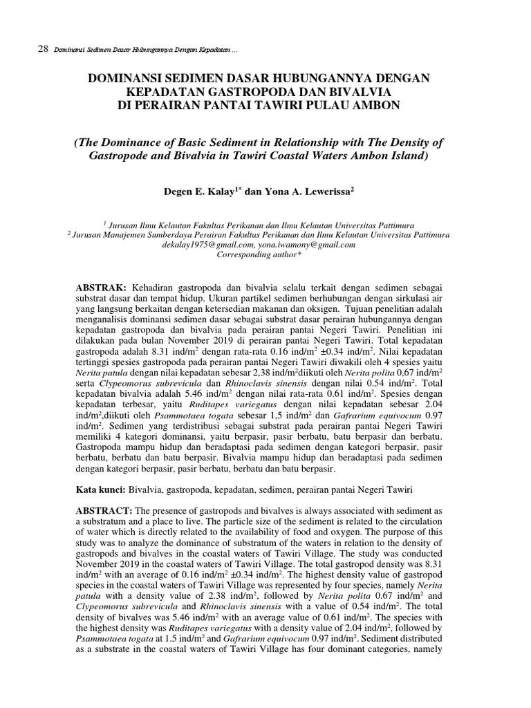 Dominansi Sedimen Dasar Hubungannya Deng 12665a52 | PDF | Sains ...