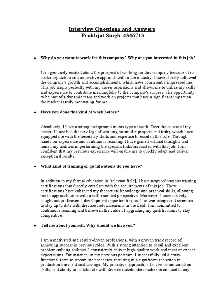 Interview Questions and Answers | PDF