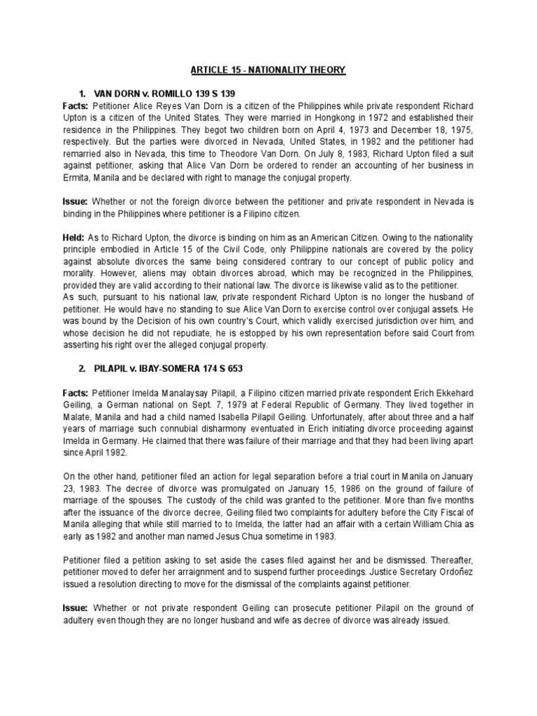 2nd Week - PFR Case Digests | PDF | Lawsuit | Divorce