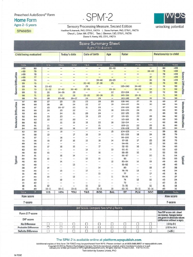 Preschool Autoscore form HOME FORM 2-5A | PDF