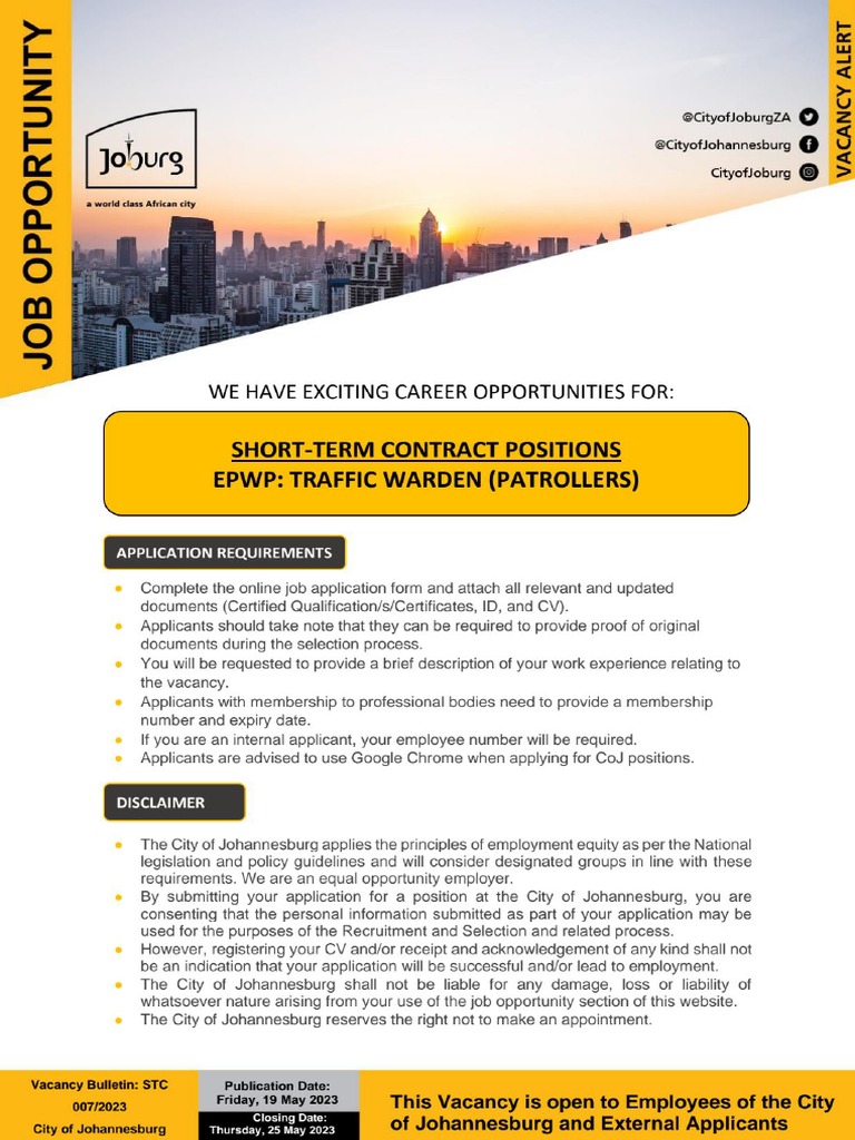 007 2023 STC Epwp Traffic Warden JMPD | PDF