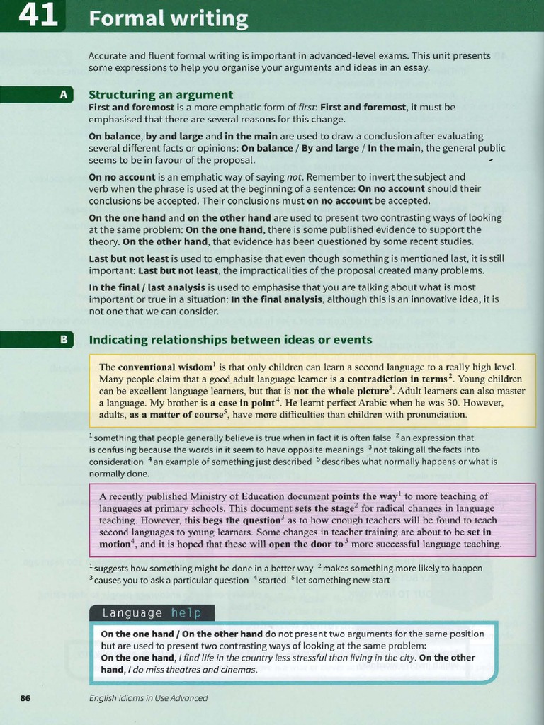 Formal Writing - English-Idioms-In-Use - Advance | PDF | Second ...