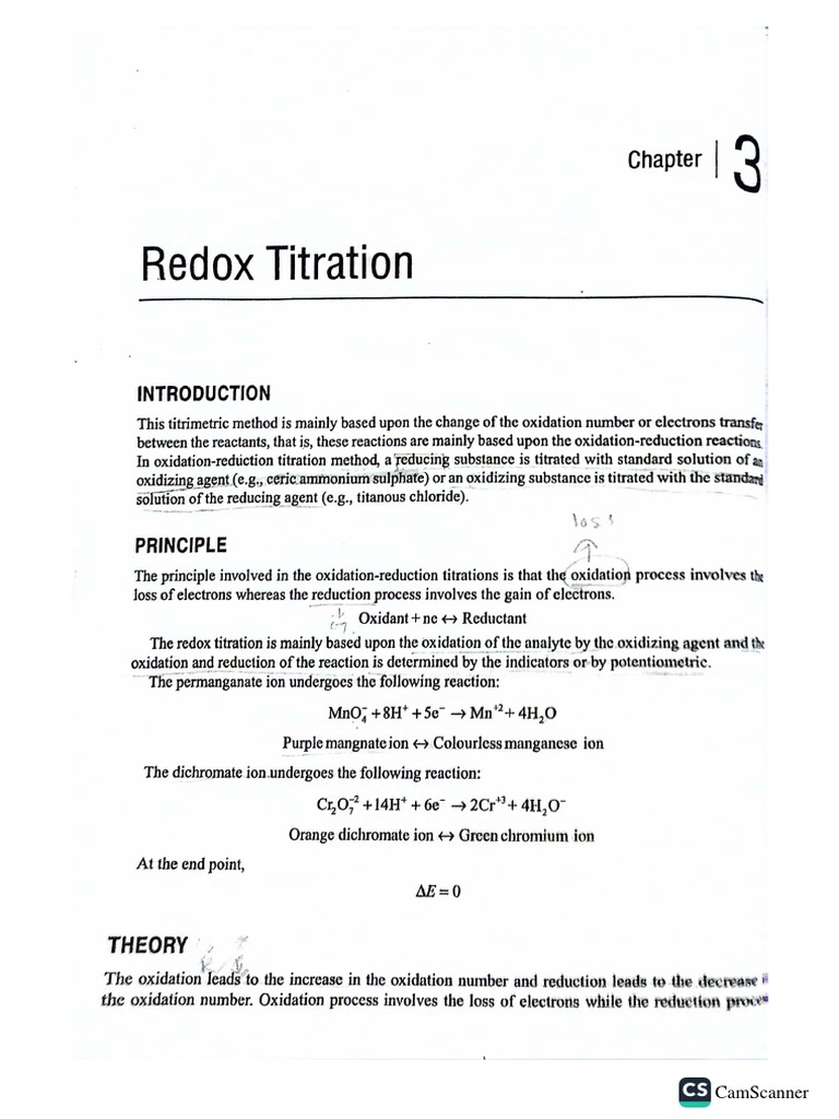 Redox Titration Pdf