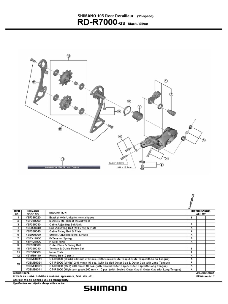 SHIMANO 105 Rear Derailleur: (11-Speed) Black / Silver | PDF ...