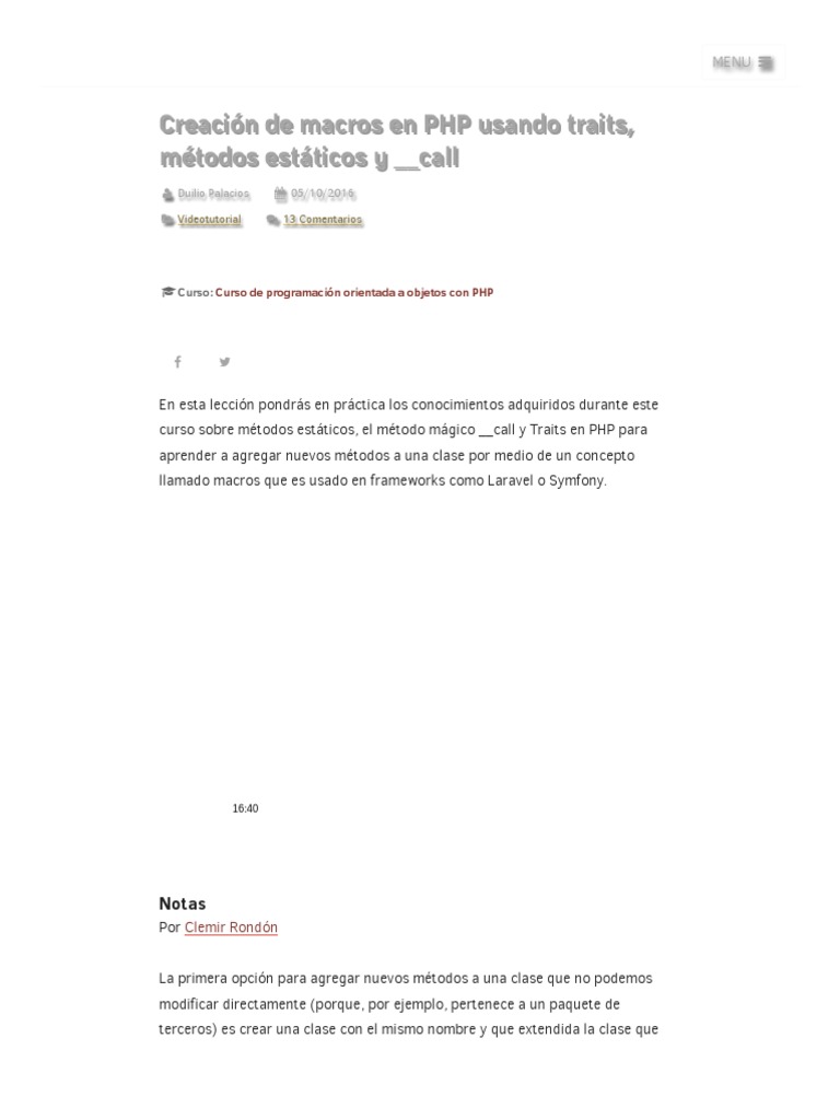 25 - Creación de Macros en PHP Usando Traits, Métodos Estáticos y - Call | PDF | Php ...