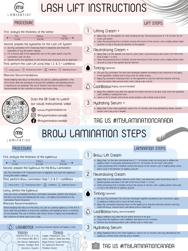 My Lamination Canada Instruction Insert Card | PDF | Eyebrow | Chemistry