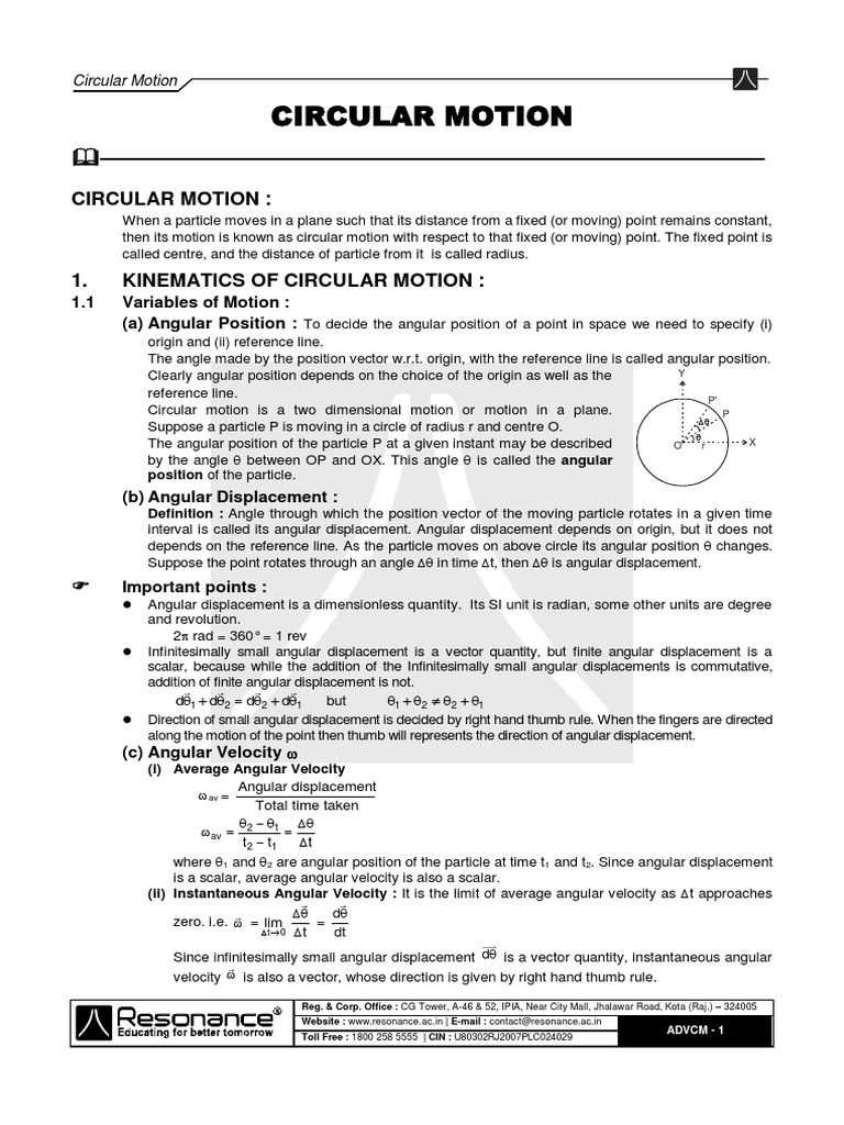 Circular Motion: Concepts & Examples | PDF | Acceleration | Rotation ...
