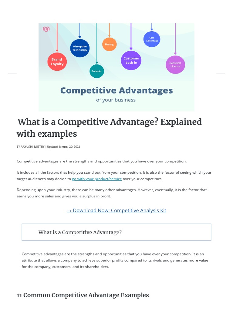 What Is A Competitive Advantage Explained With Examples | PDF ...
