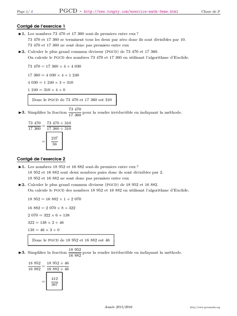 PGCD 4 Corrige | PDF